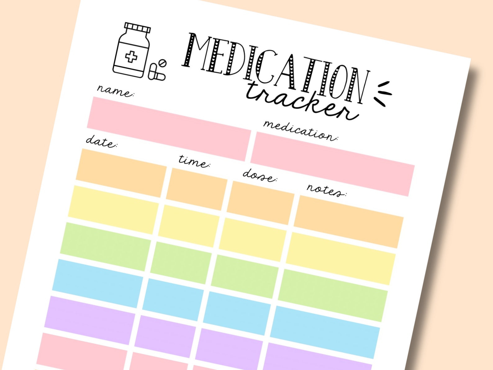 Medication Tracker Chart. Kids Medicine Schedule. Paracetamol Record ...
