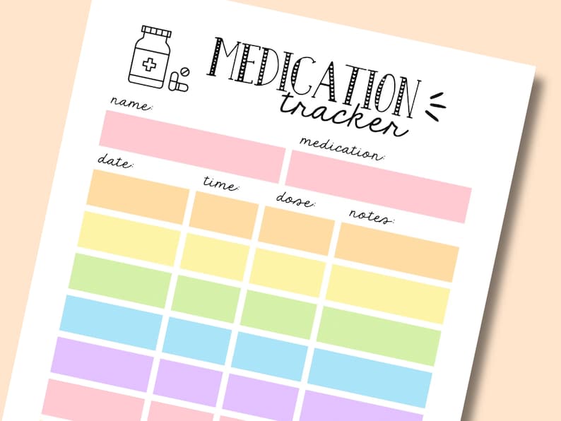 Medication Tracker Chart. Kids Medicine Schedule. Paracetamol Record ...