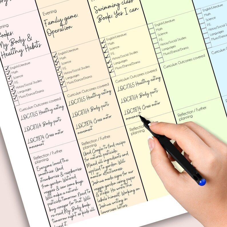 Homeschool Planner Simple Lesson Plan, Teacher Lesson Planner, One Page ...