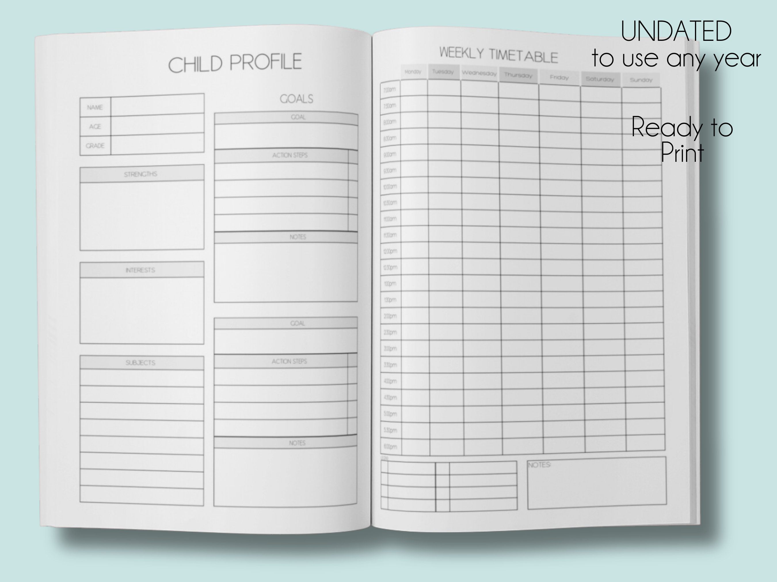 Simple Homeschool Planner Printable Portfolio Minimal Undated for ...
