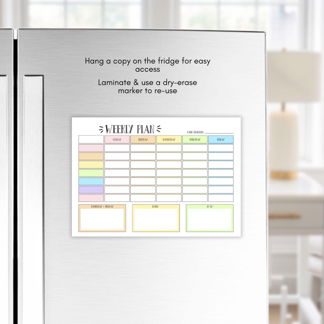 Weekly Plan Rainbow Homeschool Kids Printable Editable Schedule to Do ...