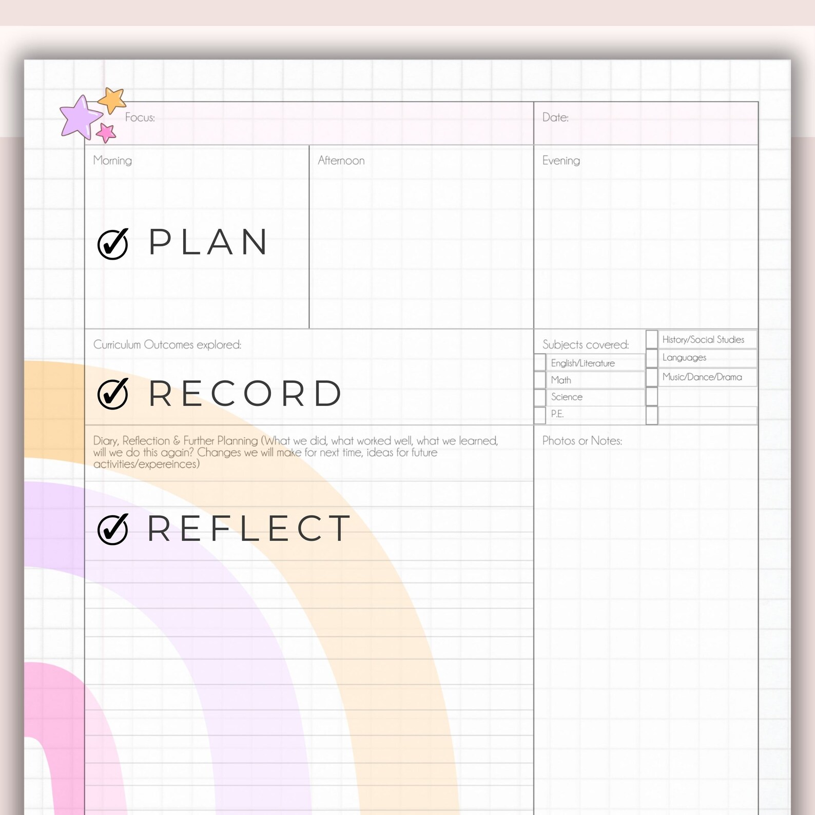 Homeschool Planner Simple Lesson Plan, One Page Homeschool, Weekly ...