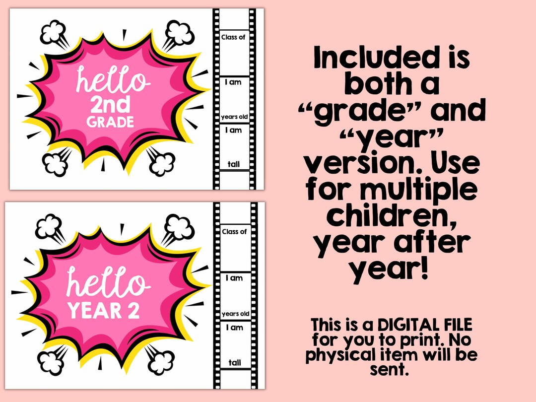 First Day of School Printable Sign Photo Prop Girls Boys. Bundle of All ...