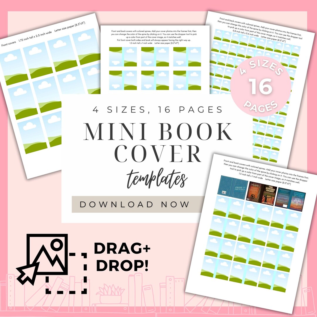Mini Book Cover Template Editable Printable Canva TBR Book Jar Covers ...