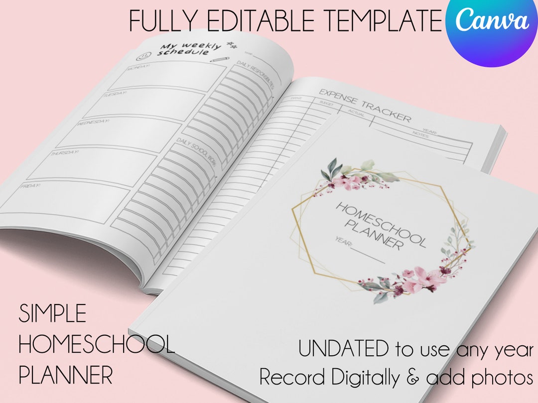Homeschool Planner Simple Editable Canva Template Printable Portfolio ...