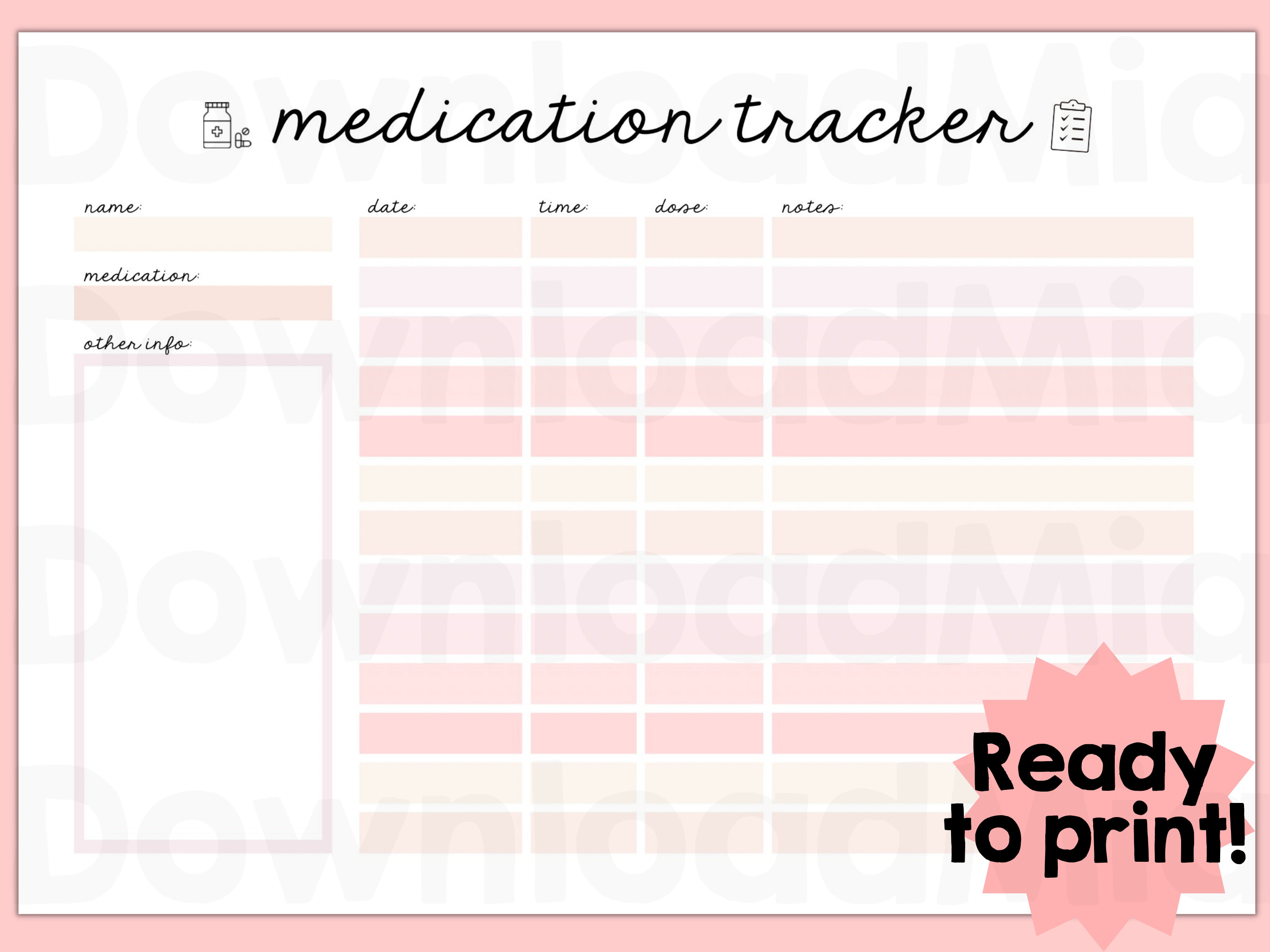 Medication Tracker Chart Record Create a Medicine Schedule. Annotate ...