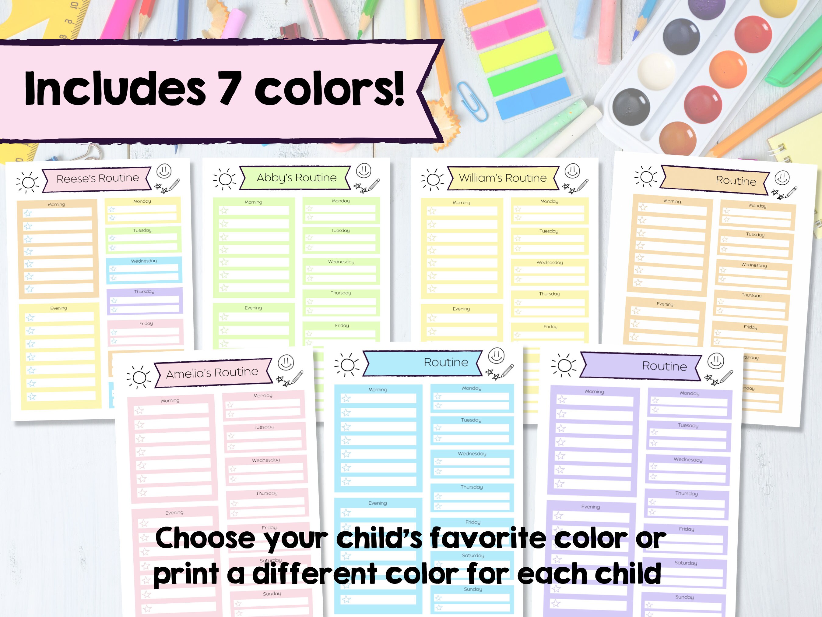 Kids Daily Schedule Planner Checklist for School or Homeschool Planning ...