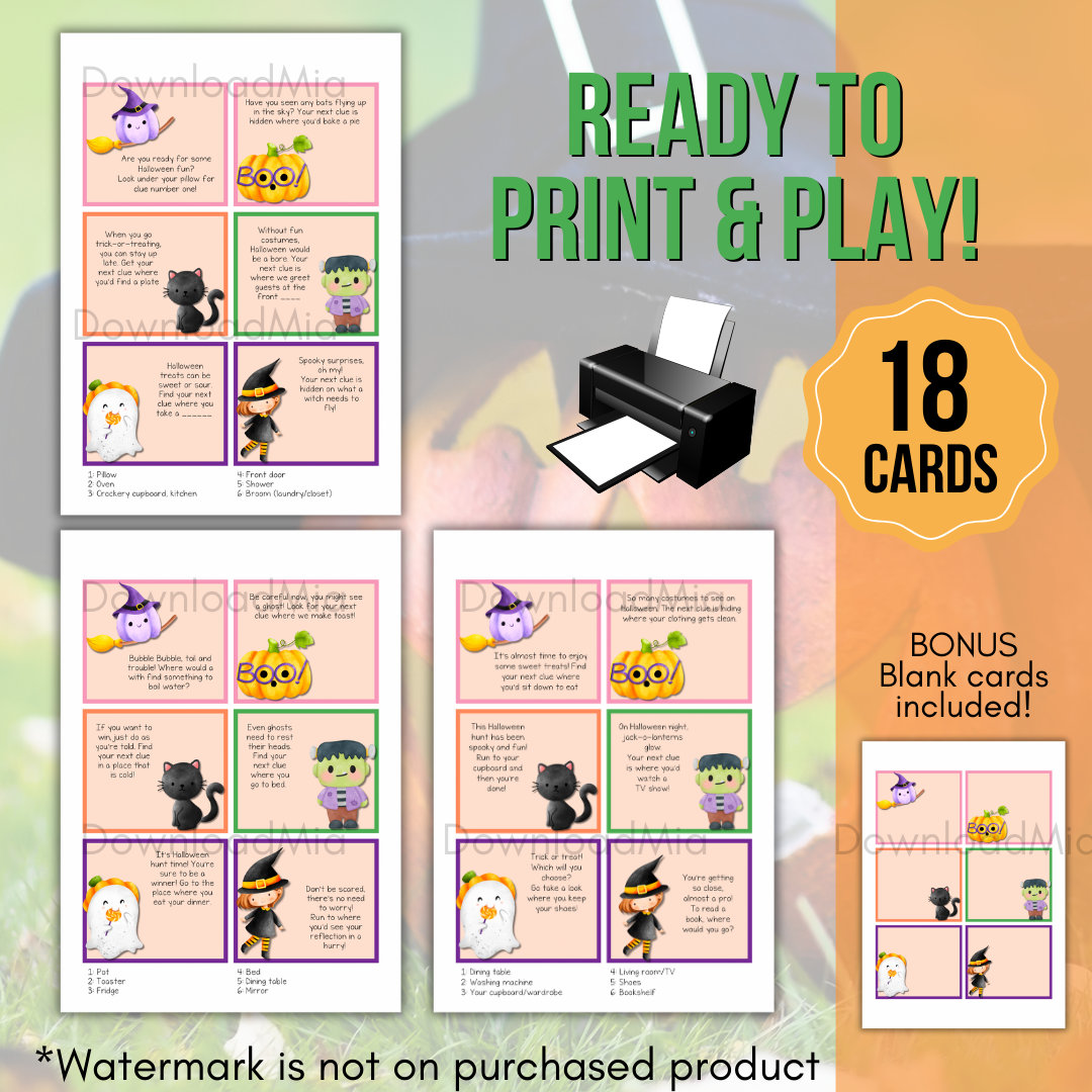 Halloween Scavenger Hunt for Kids, Kids Treasure Hunt Clues, Scavenger ...