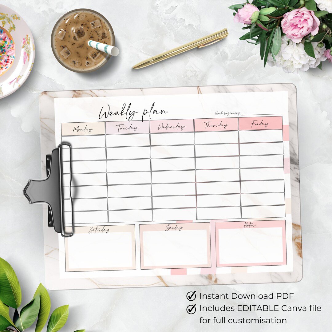 Weekly Schedule Template, Weekly Planner Printable, Homeschool Weekly ...