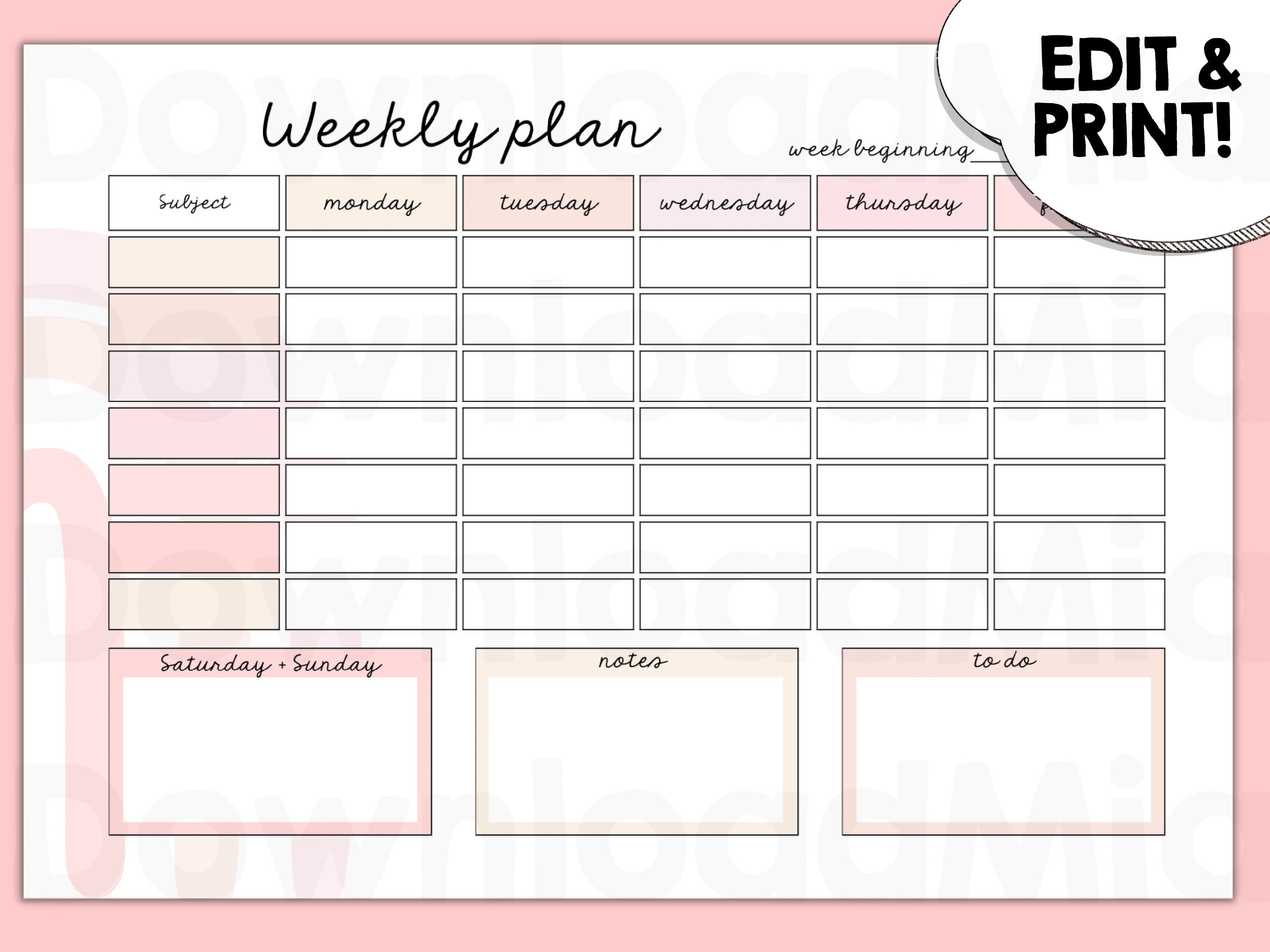 Weekly Schedule Homeschool Kids Plan and to Do List Responsibility ...