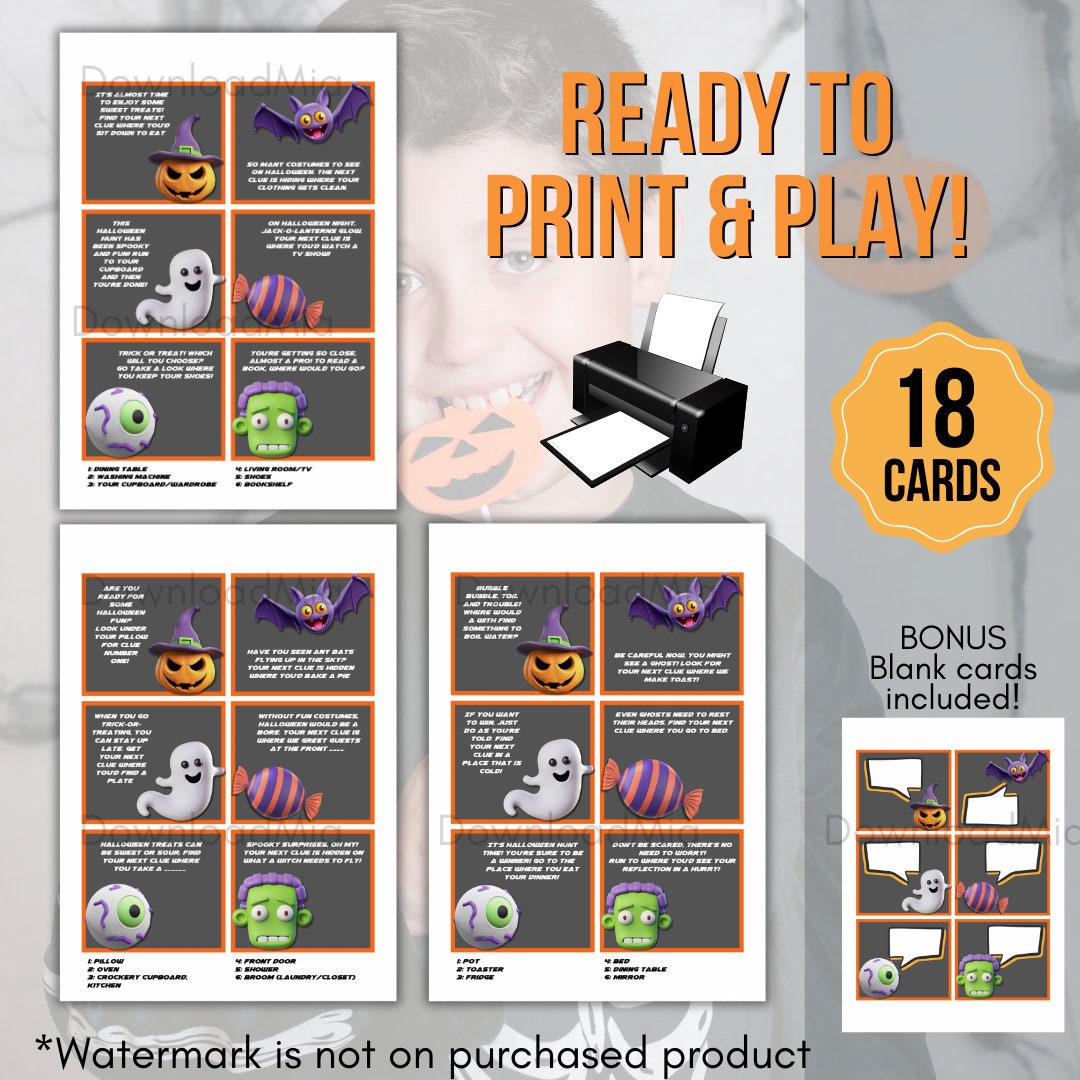 Halloween Scavenger Hunt for Kids, Kids Treasure Hunt Clues, Scavenger ...