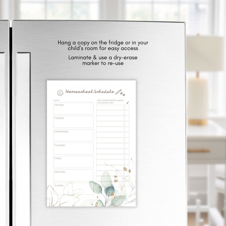 Kids Daily Homeschool Schedule Responsibility Chart, School Routine ...