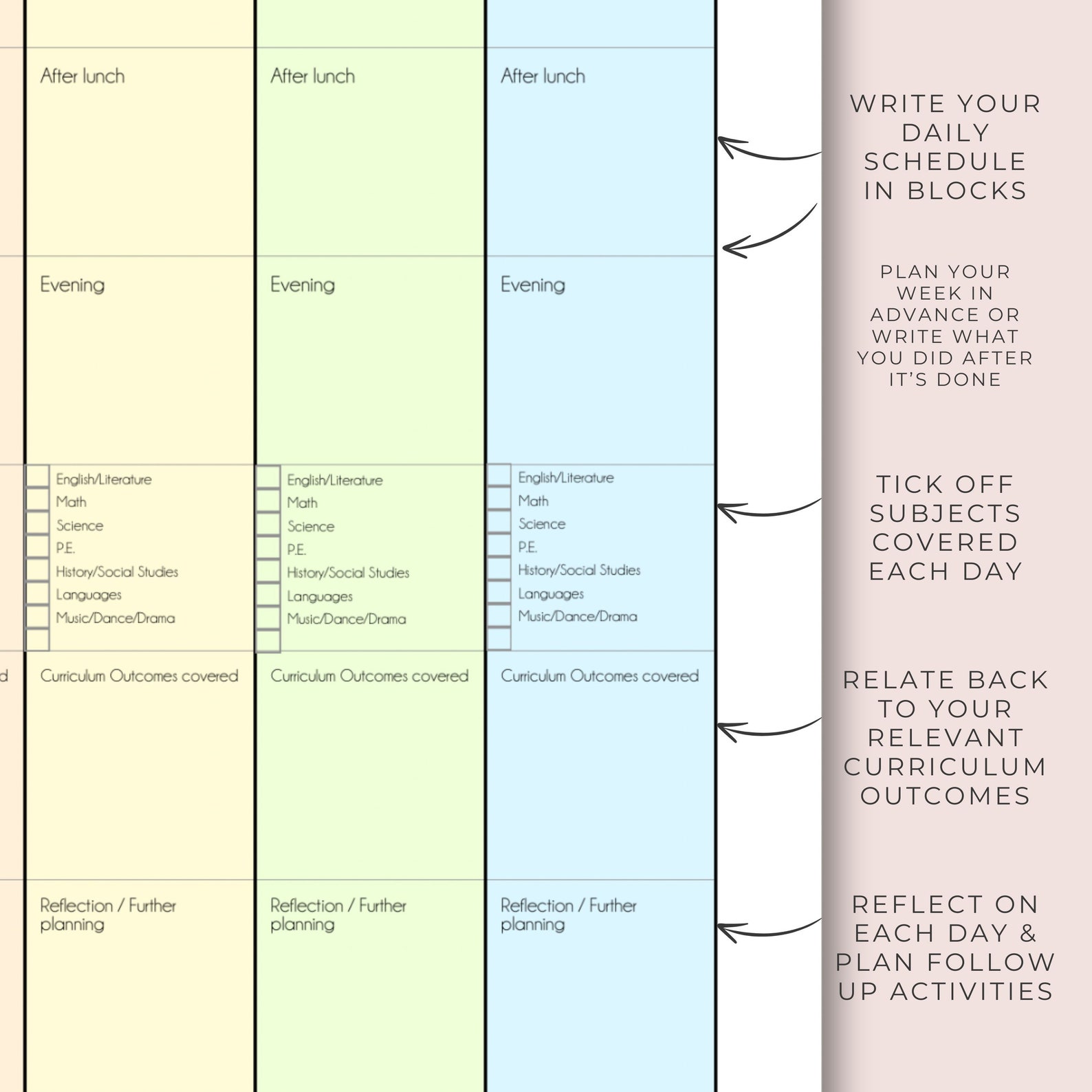 Homeschool Planner Simple Lesson Plan, Teacher Lesson Planner, One Page ...