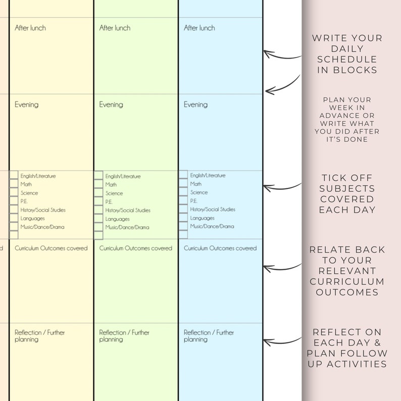 Homeschool Planner Simple Lesson Plan, Teacher Lesson Planner, One Page ...