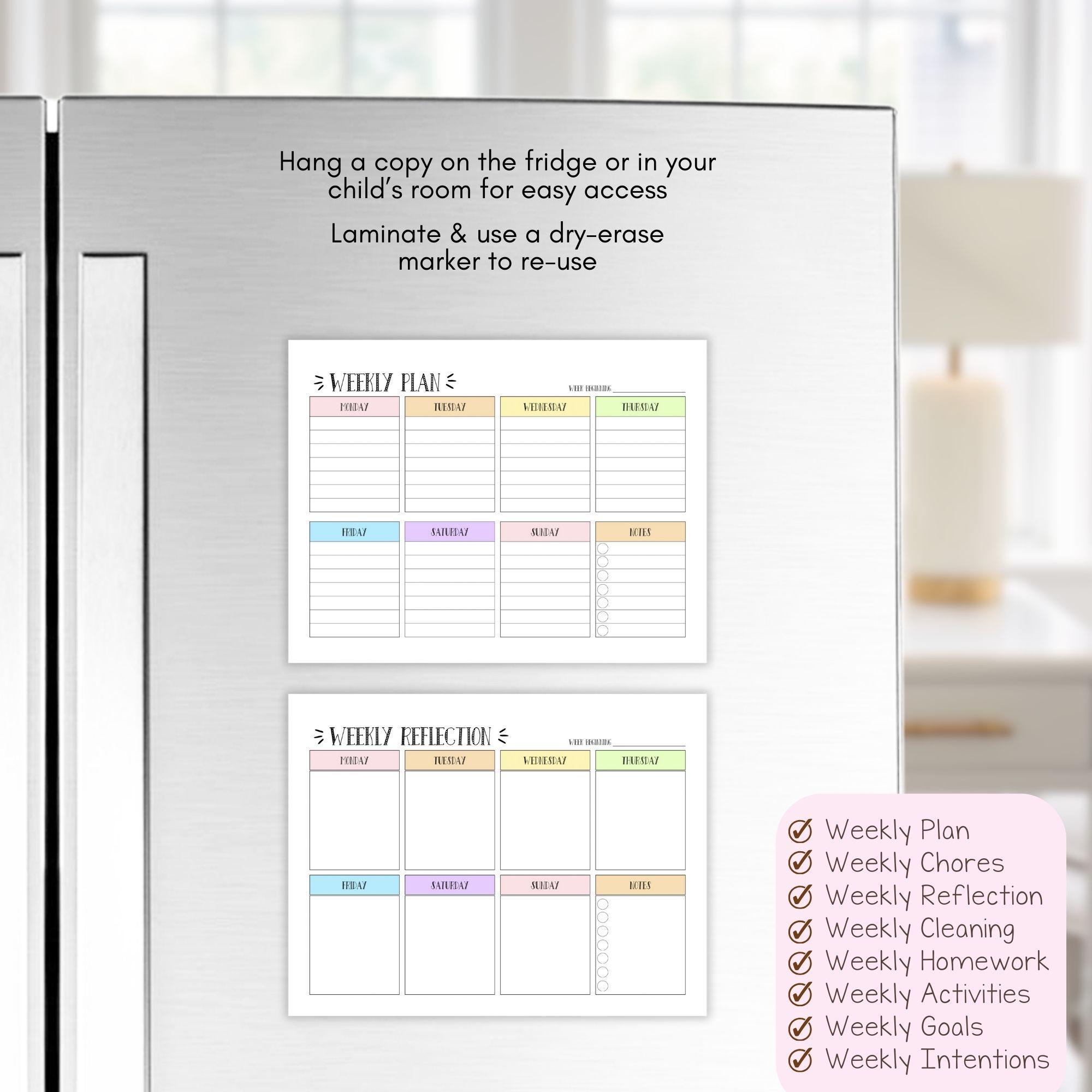 Weekly Plan Mega Bundle Rainbow Printable Editable Schedule. Kids and ...