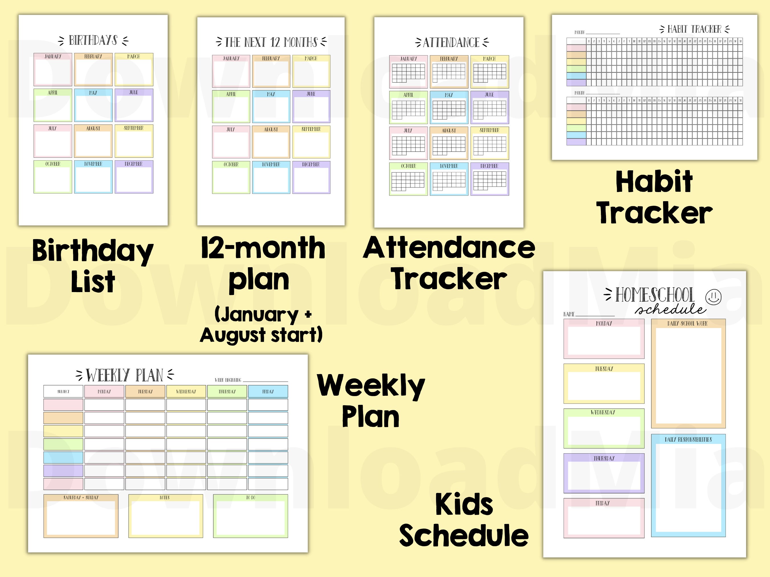 Homeschool Printable Planner Pastel Rainbow Printable Homeschool ...