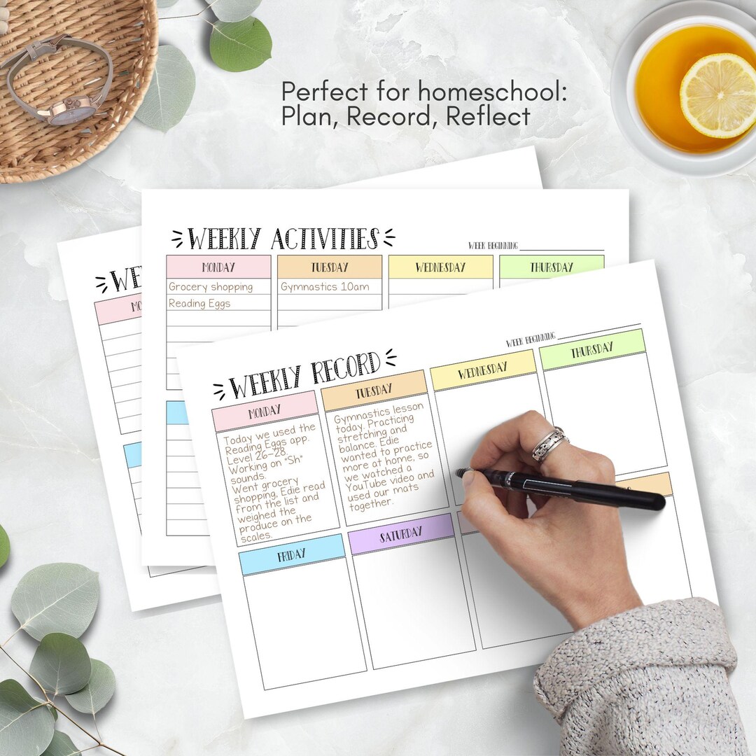 Bundle of 54 Templates Editable Weekly Homeschool Record, Plan ...