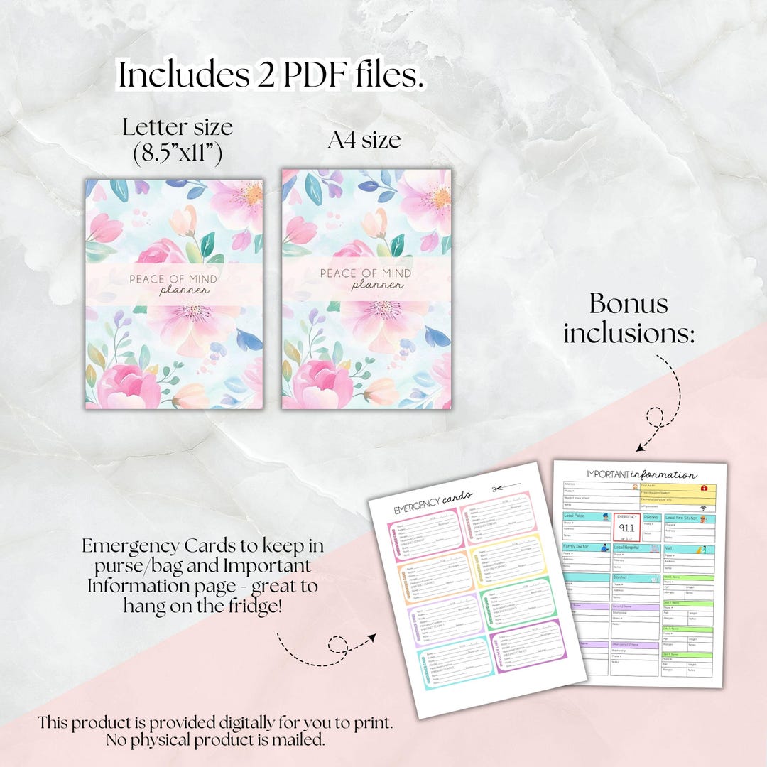 In Case of Emergency Binder, Just in Case Printable Emergency Planner ...