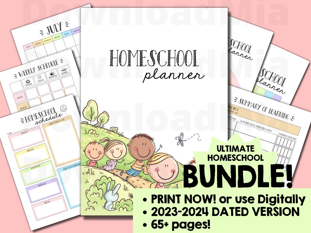 Homeschool Printable Planner 2023 2024 Printable Pastel Rainbow ...