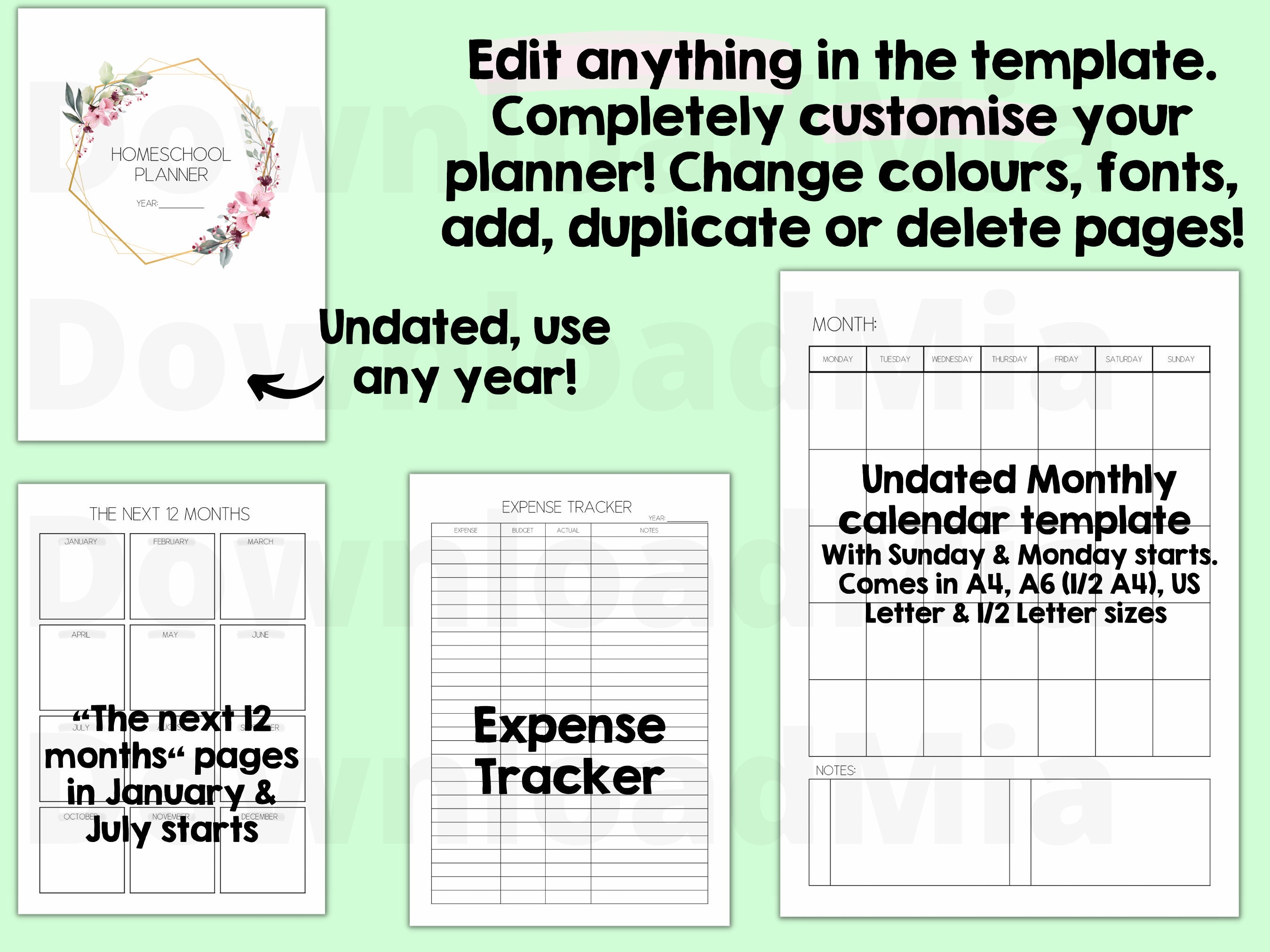 Homeschool Planner Simple Editable Canva Template Printable Portfolio ...