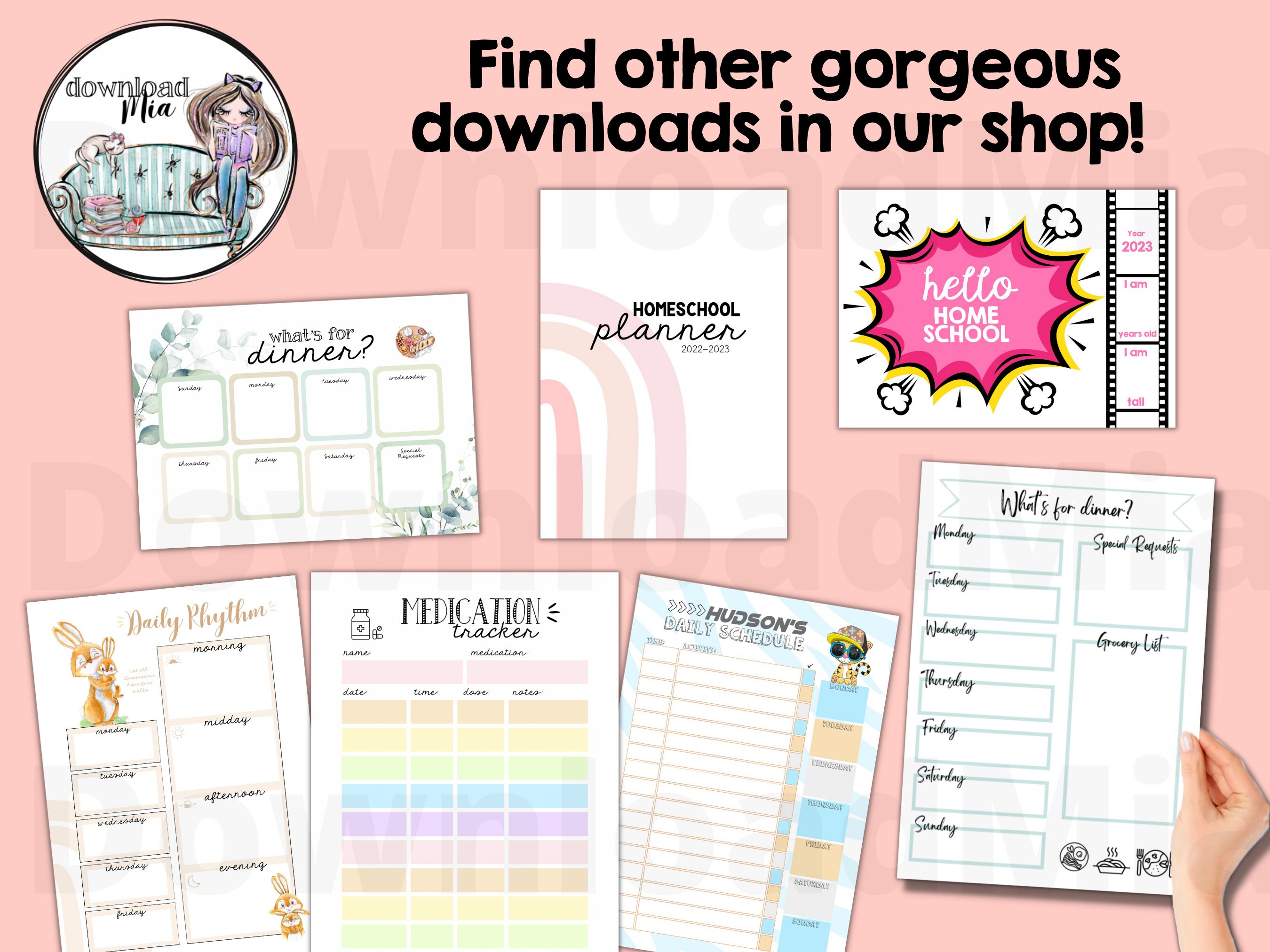 Homeschool Printable Planner 2023 2024 Printable Pink Boho Homeschool ...