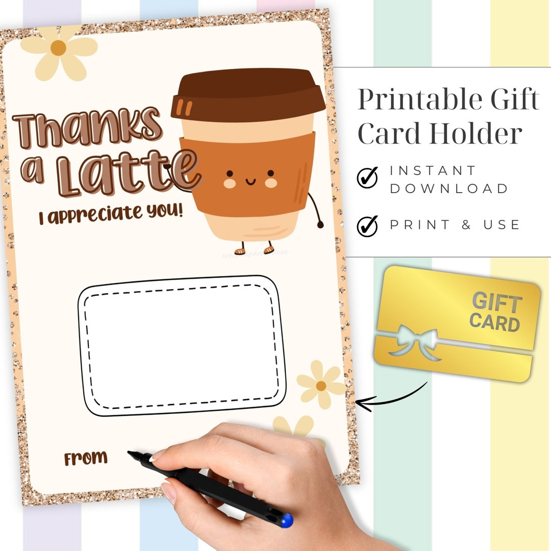 Printable Gift Card Holder Teacher Appreciation Week Present Coffee ...