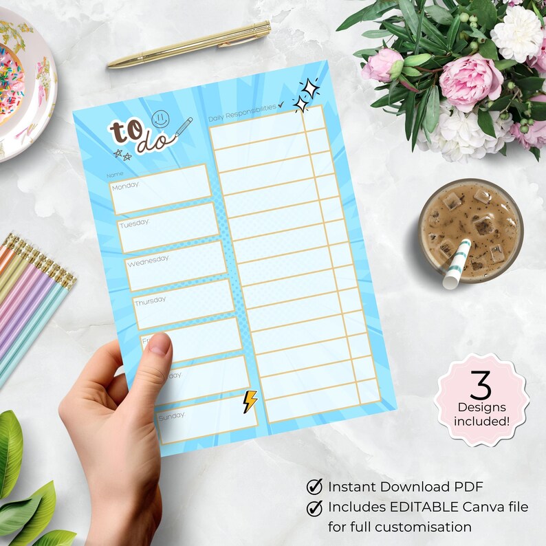 Boys Daily Routine, Printable Homeschool Responsibility Chart for Kids ...