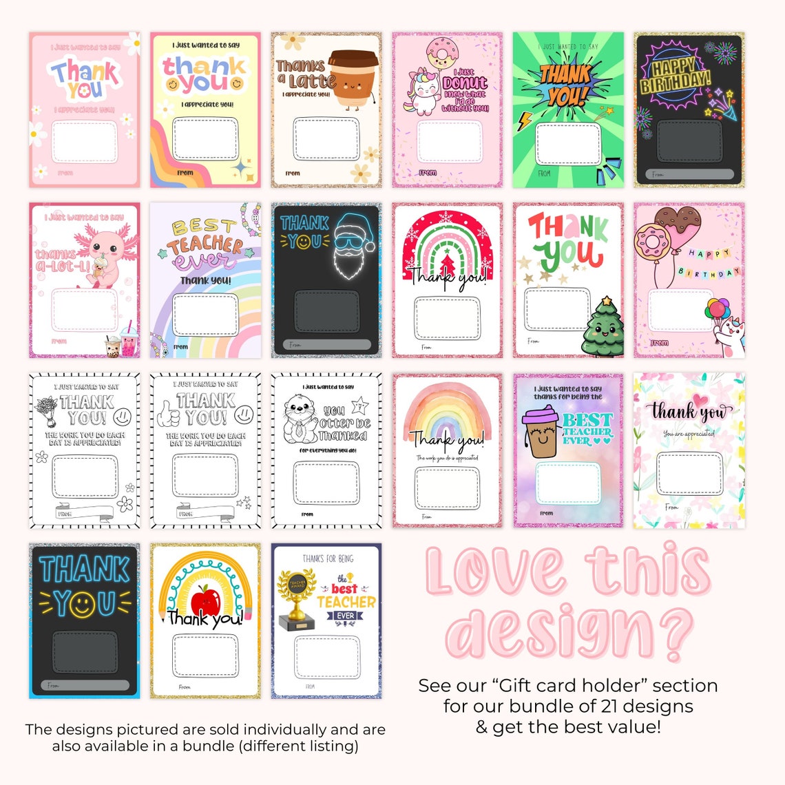 Happy Birthday Gift Card Holder Printable Teacher Appreciation Gift ...