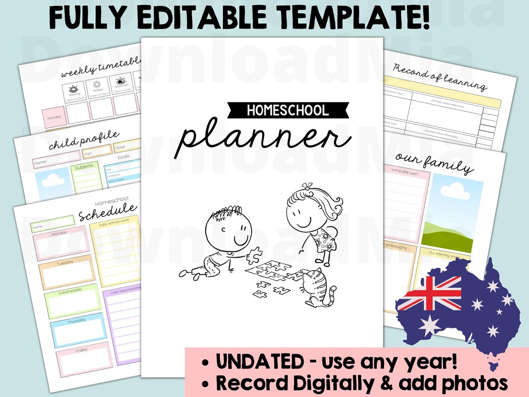 Homeschool Planner Editable Canva Template Printable Portfolio Simple ...