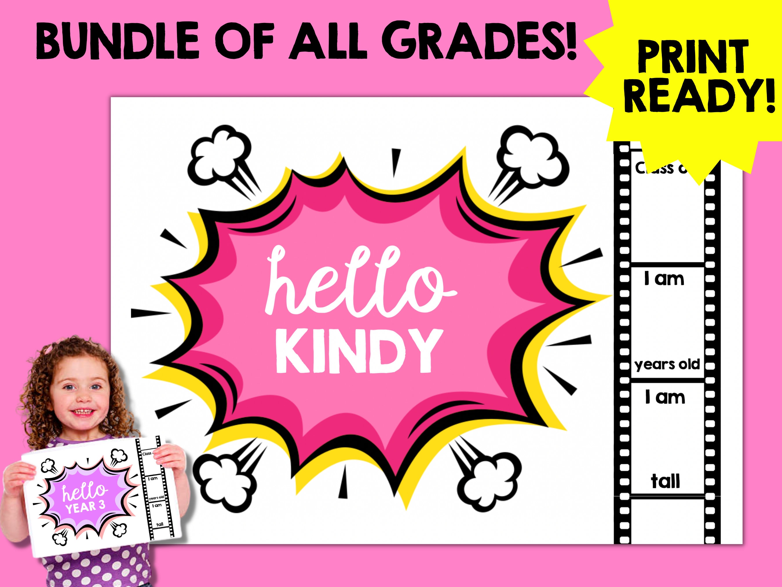 First Day of School Printable Sign Photo Prop Girls Boys. Bundle of All ...