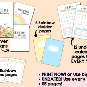 Homeschool Printable Planner Pastel Rainbow Printable Homeschool ...