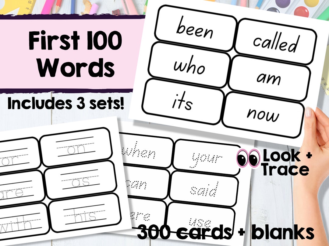 Sight Words Frys First 100 Flashcards for Kids Reading, Tracing ...