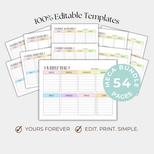 Editable Weekly Planner Mega Bundle Rainbow Printable Schedule. Kids ...
