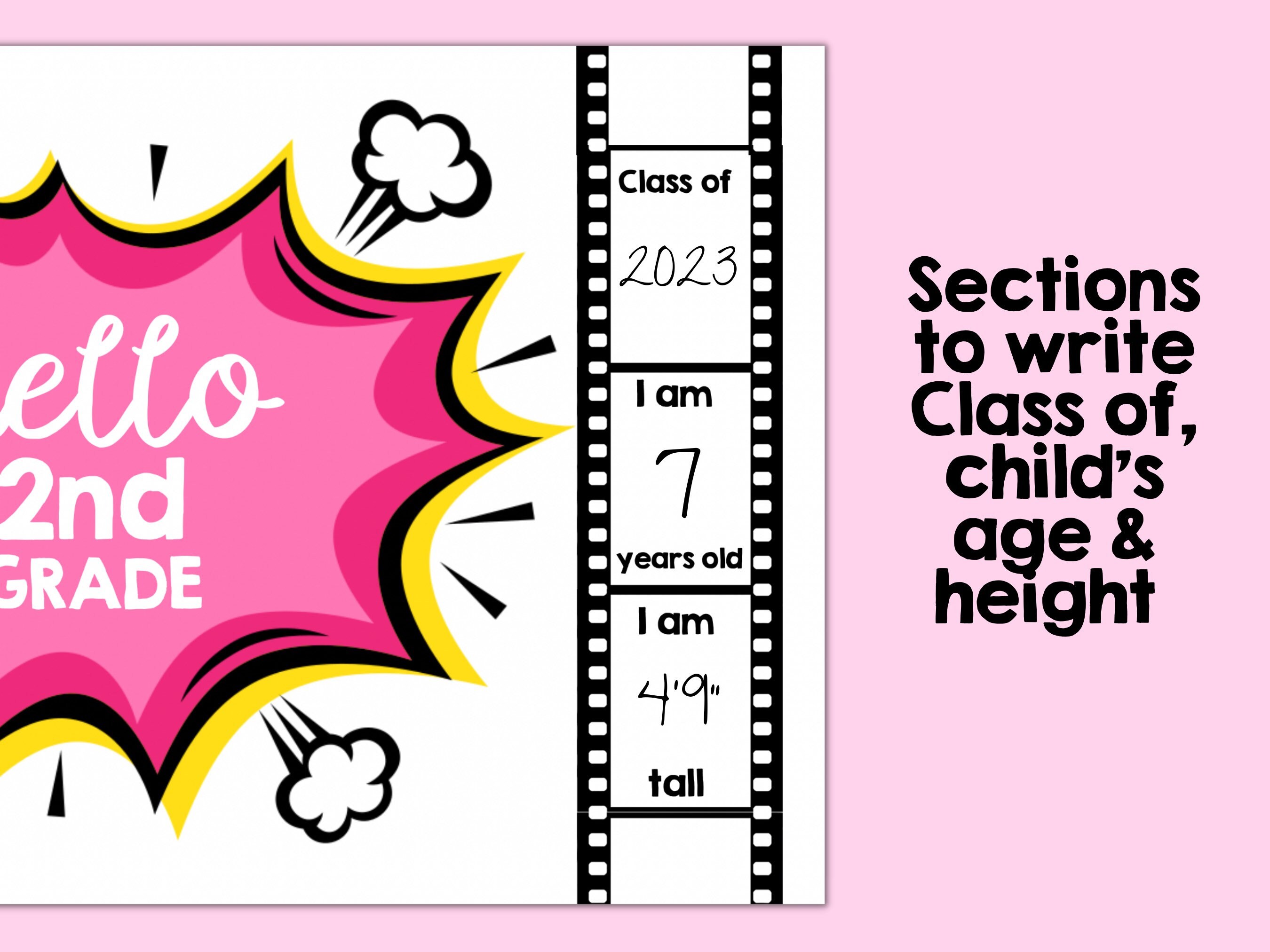 First Day of School Printable Sign Photo Prop Girls Boys. Bundle of All ...