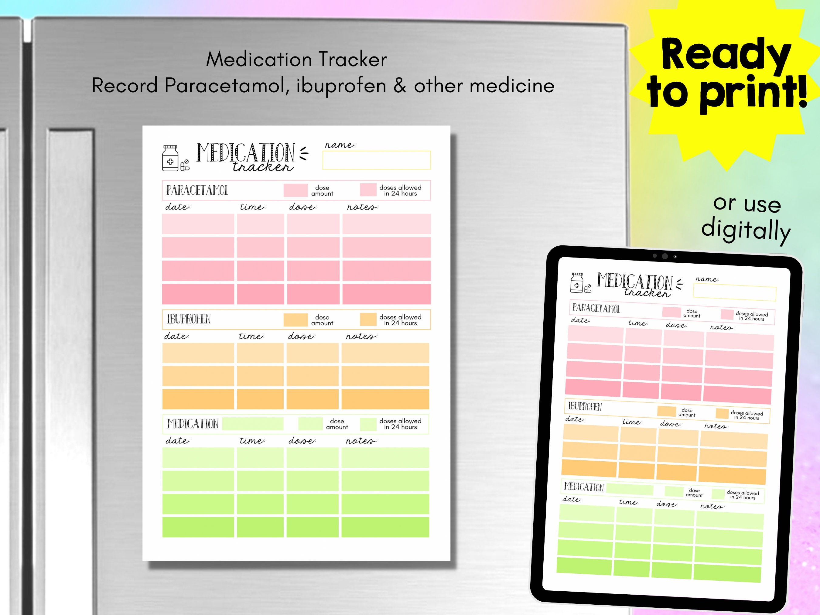 Medication Tracker Chart. Medicine Schedule. Print at Home. Great for ...