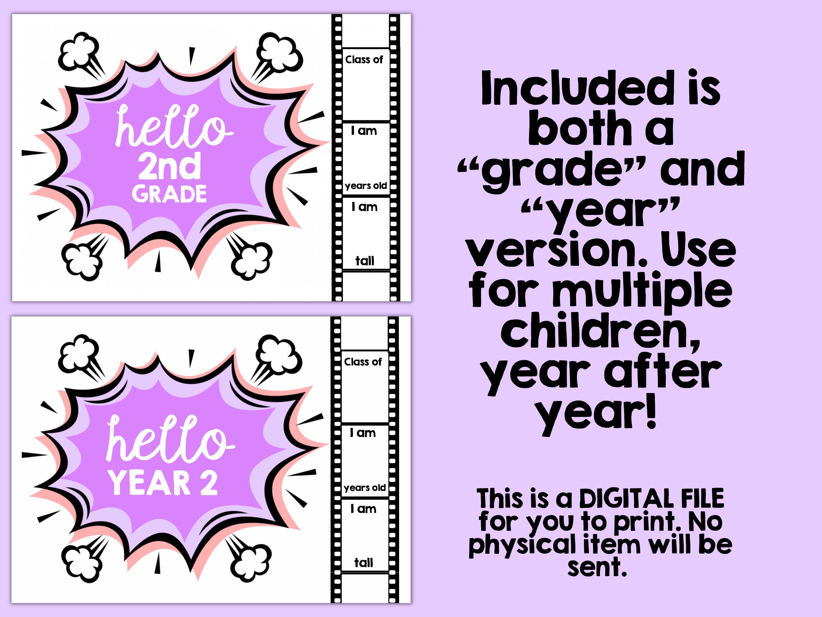 First Day of School Printable Sign Photo Prop Girls Boys. Bundle of All ...