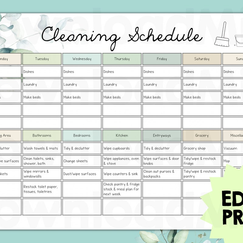 Cleaning Chart - Etsy