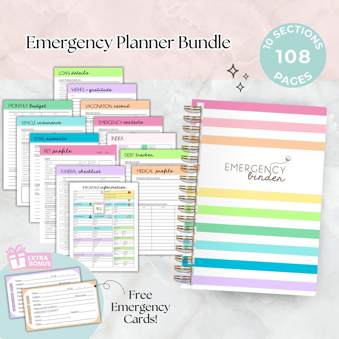 Emergency Plan Binder, Just in Case Printable Emergency Planner ...