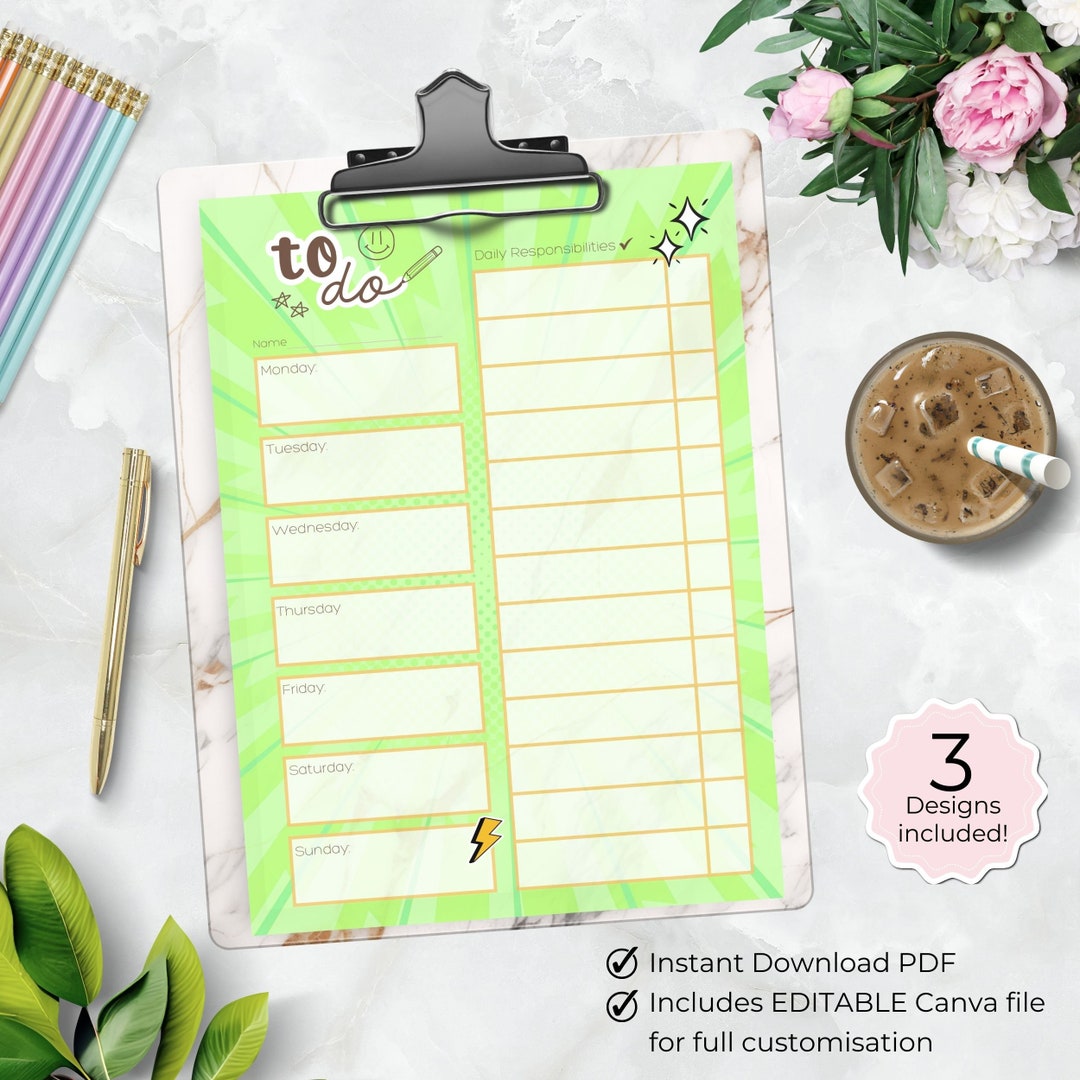 Boys Daily Routine, Printable Homeschool Responsibility Chart for Kids ...