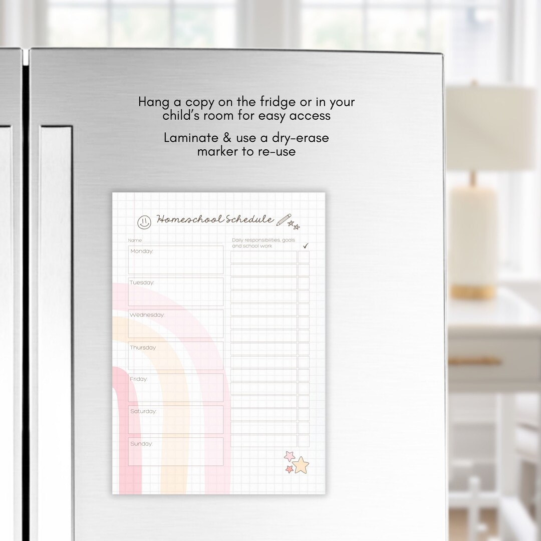 Kids Daily Homeschool Schedule Responsibility Chart, School Routine ...