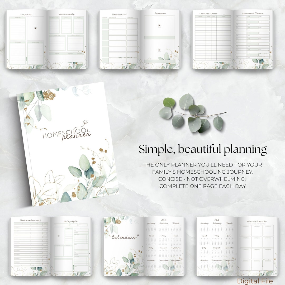 Simple Homeschool Planner, Editable Printable Home Education Curriculum ...