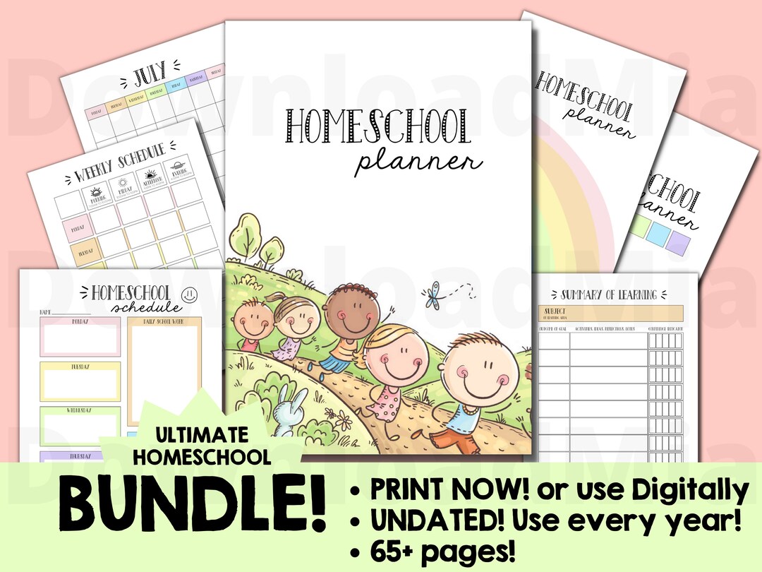 Homeschool Printable Planner Pastel Rainbow Printable Homeschool ...