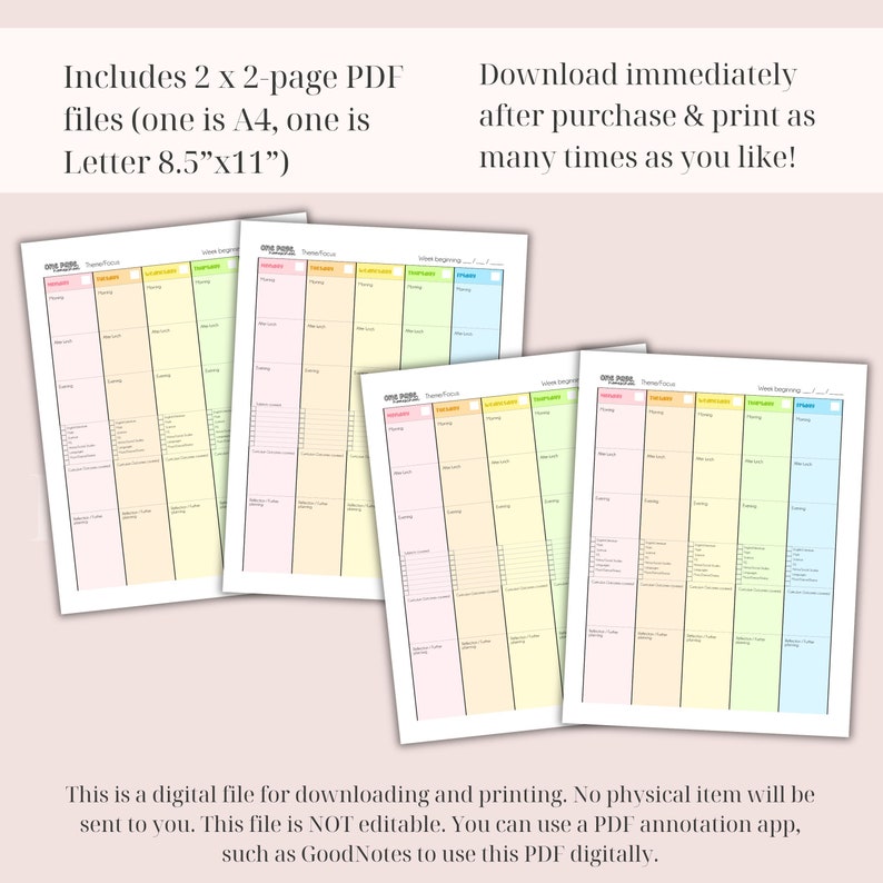 Homeschool Planner Simple Lesson Plan, Teacher Lesson Planner, One Page ...