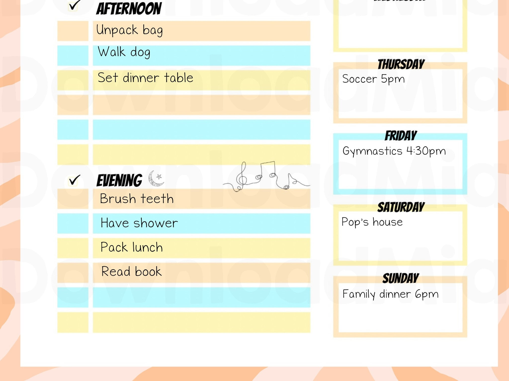 Kids Checklist Chore Chart Responsibility Editable Boy Cool Fun ...