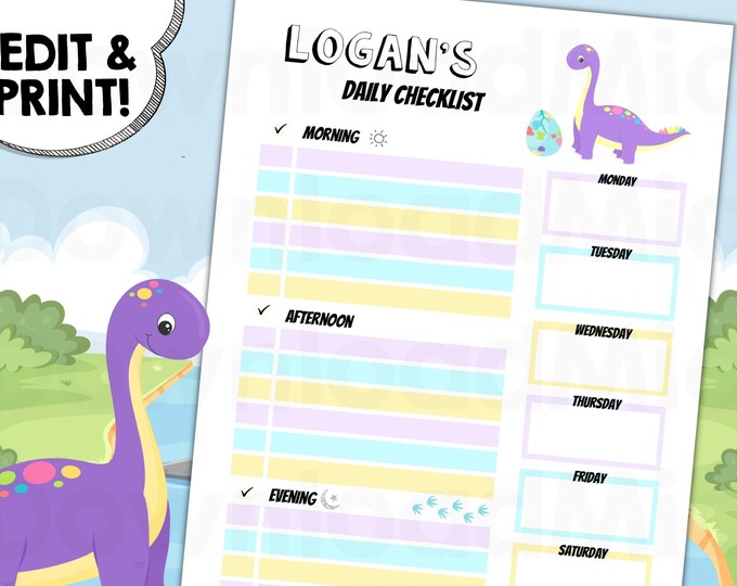 EDITABLE Home School Schedule Dinosaur Boys Daily Routine Schedule ...