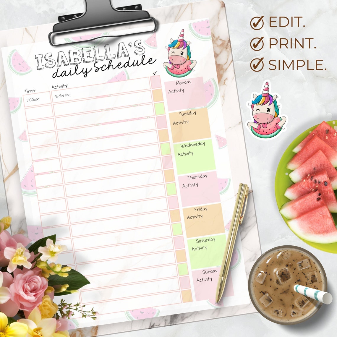 Kids Daily Schedule Responsibilities Chore Chart Timetable Customised ...