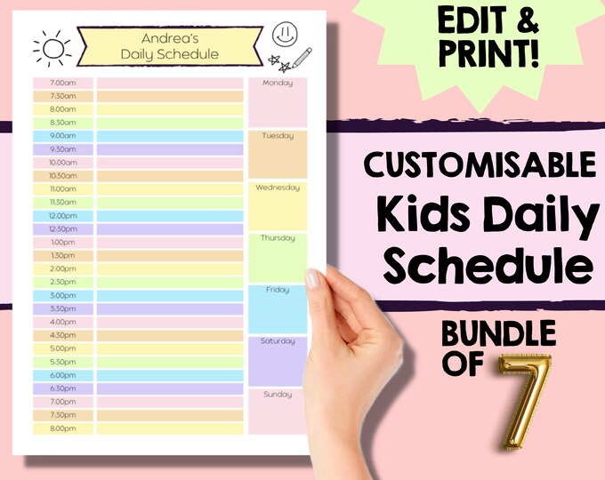Kids Daily Schedule Template/ Homeschool Daily Routine / Kids to Do ...