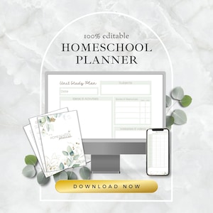 Simple Homeschool Planner, Editable Printable Home Education Curriculum ...