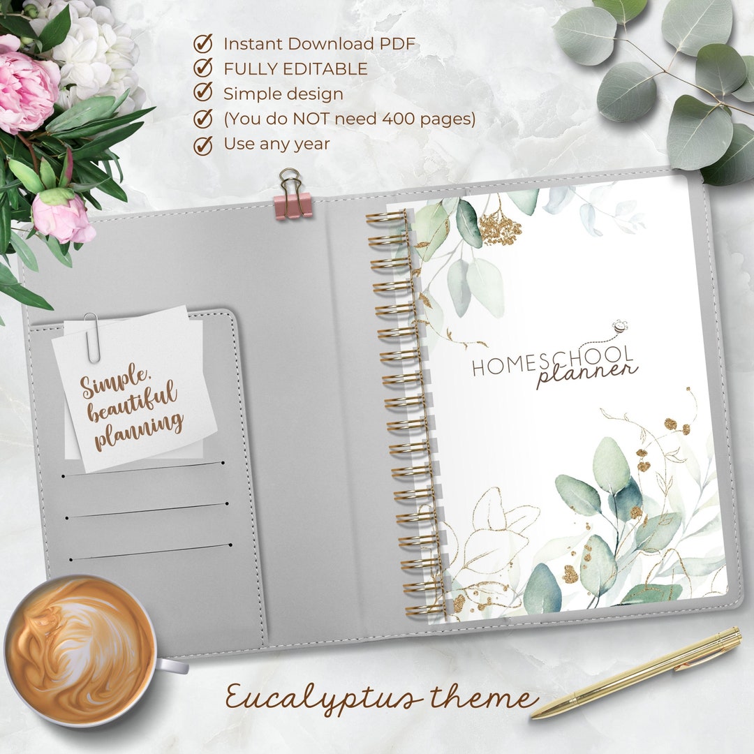 Easy Homeschool Planner, Editable Printable Home Education Curriculum ...