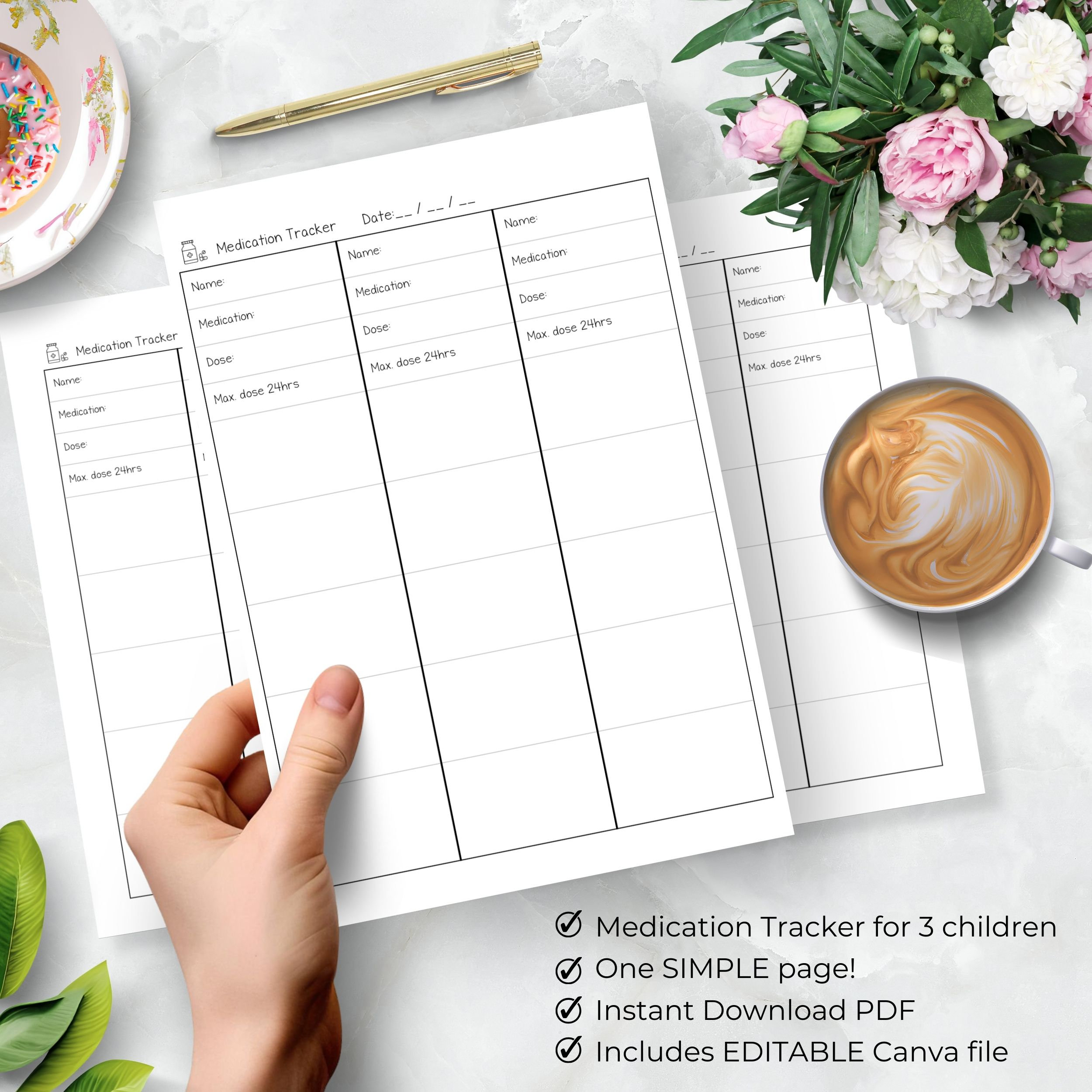 Medication Tracker Chart. Kids Medicine Schedule for 3 Children ...